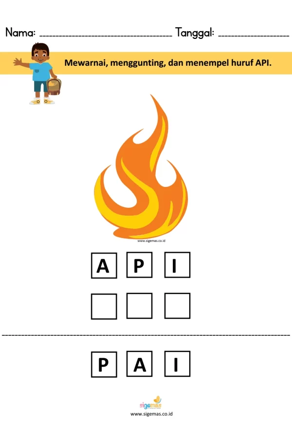 Menggunting, Menempel dan Menyusun Huruf – Sigemas
