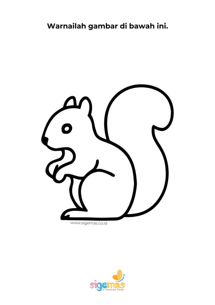 Mewarnai Gambar Binatang Tupai - Sigemas